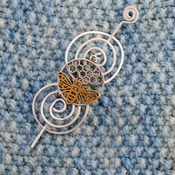 Bee Shawl Pin - Charmed Silver and Gold - Crafty Flutterby Creations