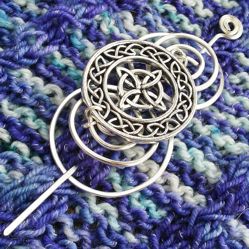 Celtic Circles Knot Shawl Pin - Charmed Silver - Crafty Flutterby Creations