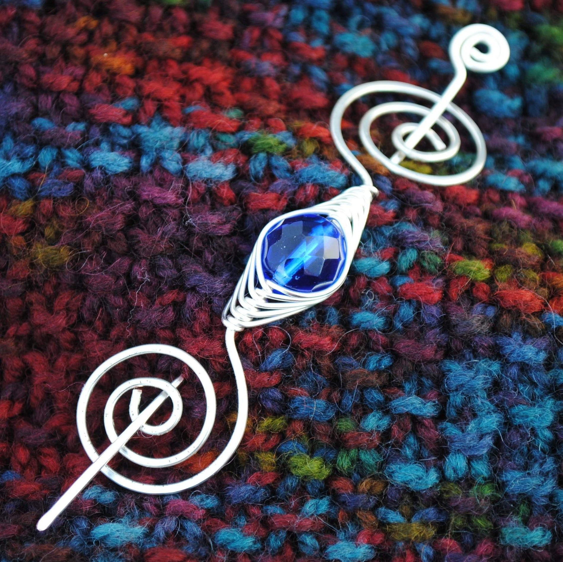 September Sapphire Blue Shawl Pin - Noteworthy Birthstone Silver ...